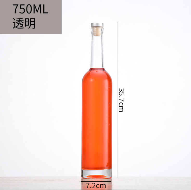 Ins hotsale 700ml fruit wine glass bottle with cork custom printing ...